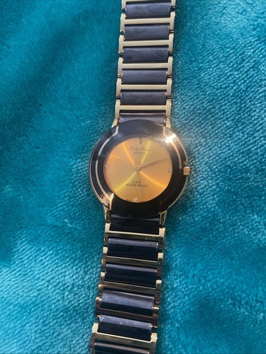 PHILIP PERSIO 2TONE WATCH QUARTZ MOVEMENT Black Dial 3ATM New Battery 8 ...