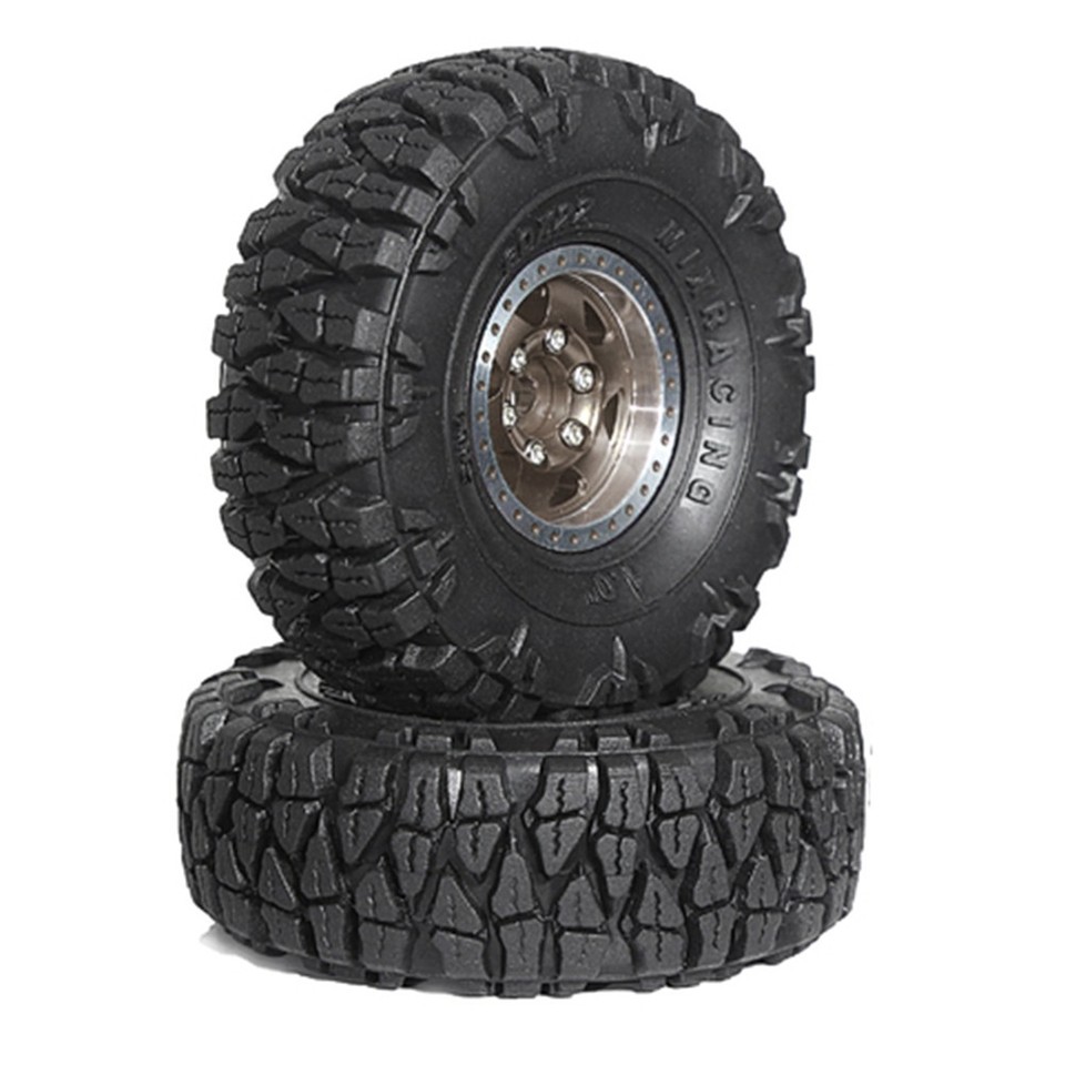 1X(4Pcs 60mm 1.0In Metal Beadlock Wheel Tire Set for 1/18 1/24 RC ...