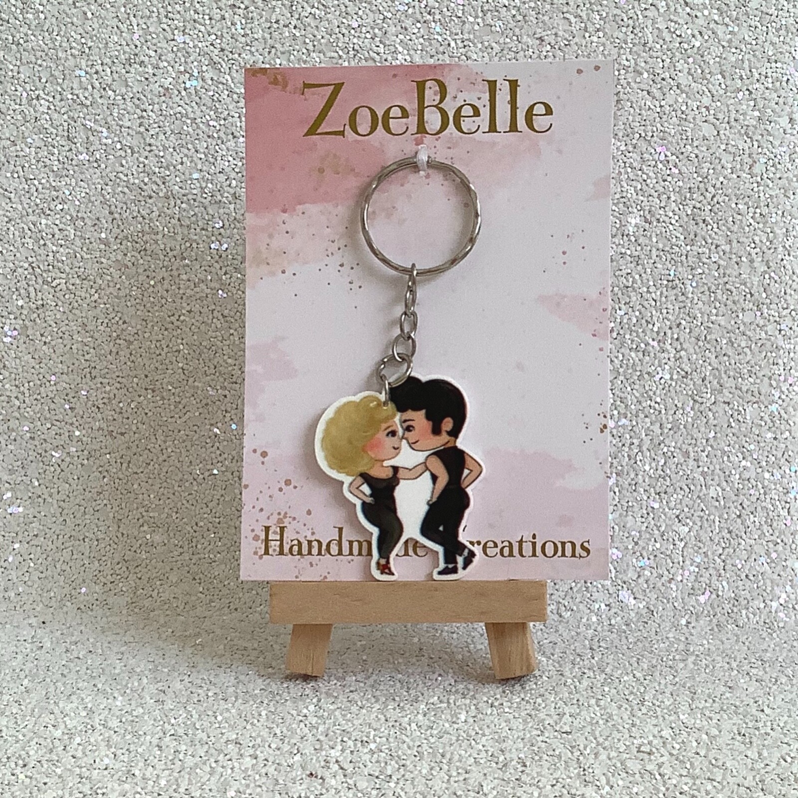 Grease Film TV Musical Danny Zuko Sandy Olsson Keyring Keychain ...