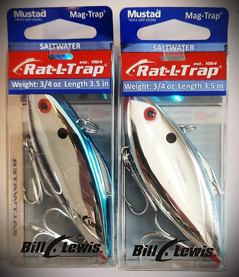 Bill Lewis Rat-L-Trap Mag Trap Lipless Crankbait 2 Pack Chrome Blue ...