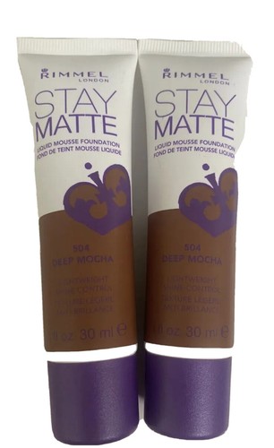 Rimmel London Stay Matte Liquid Mousse Foundation #504 Deep Mocha LOT ...