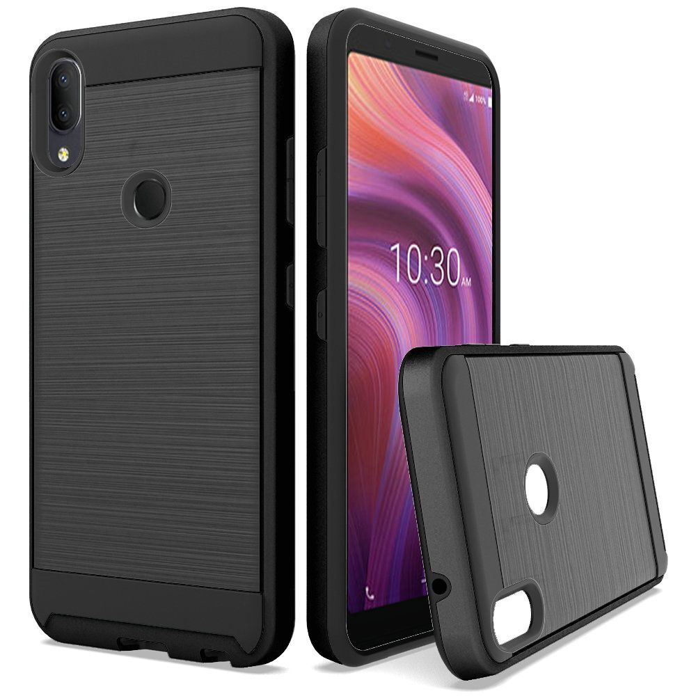 Alcatel 3v 2019 5032w Case Simplistic Metallic Brushed Hybrid - Black ...