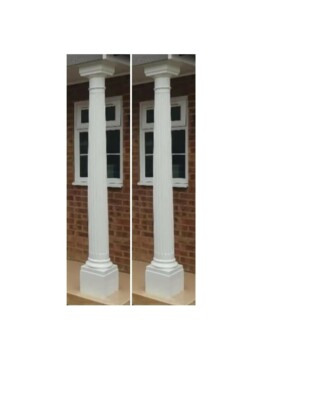 2 x GRP Fiberglass Pillars Column Columns Round Porch Posts Fluted ...