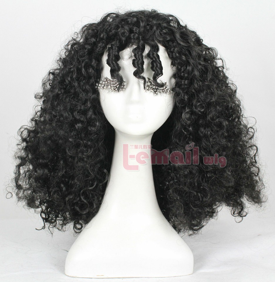 Tangled Mother Gothel Women's Black Curly Medium Long Cosplay Full Wig ...
