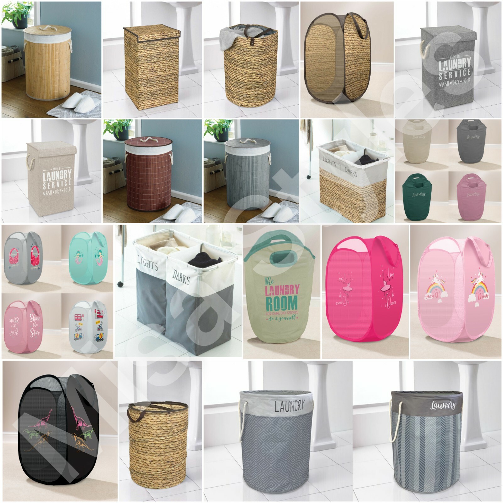 LAUNDRY DIAMANTE WASHING DIRTY CLOTHES BASKET BIN FOLDABLE STORAGE BAG ...