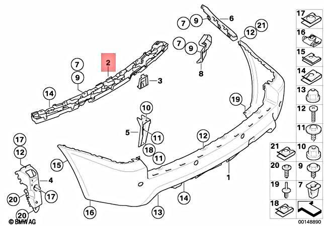 Genuine BMW X3 E83 X3 1.8d 2.0d 2.0i 2.5i Mount Bumper Rear Center ...