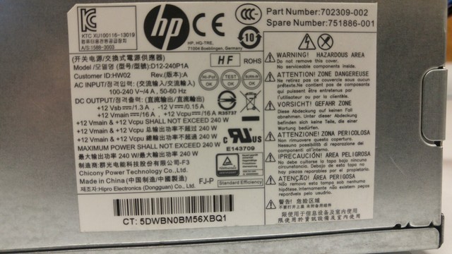 HP EliteDesk 800 G1 Power Supply 240w 751886-001 & 90 Days for sale ...