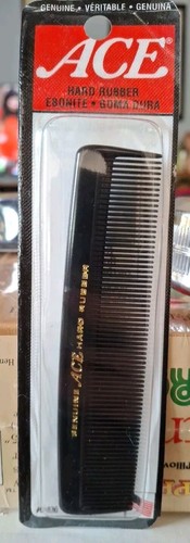 NOS Vintage Genuine Ace Hard Rubber Pocket Comb 5" Black 61636 Made USA ...