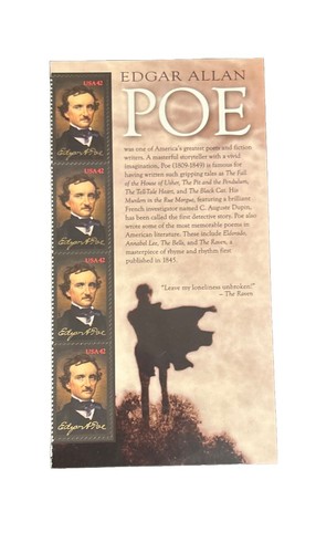 Edgar Allen Poe 4 Stamp Sheet USPS 42c | eBay
