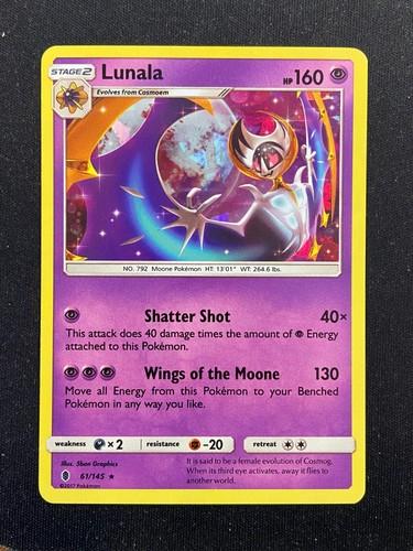 Lunala - 61/145 Guardians Rising (Pokemon) Cracked Ice Holo Rare | eBay