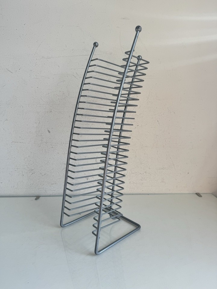Vintage CD Rack / Shelf - Holds 25 CDs Metal Wire Freestanding Storage ...