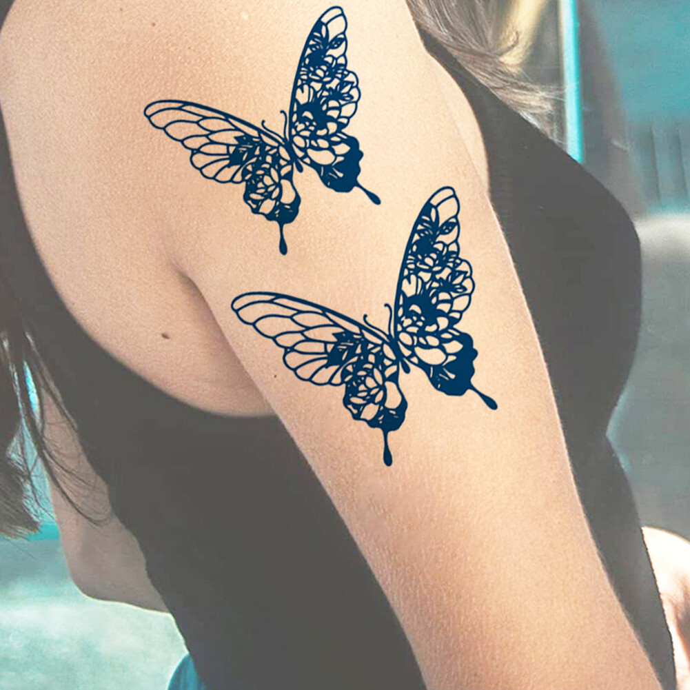 8PCS Butterfly Flower Tattoo Stickers Removable Tattoos for Face Body ...