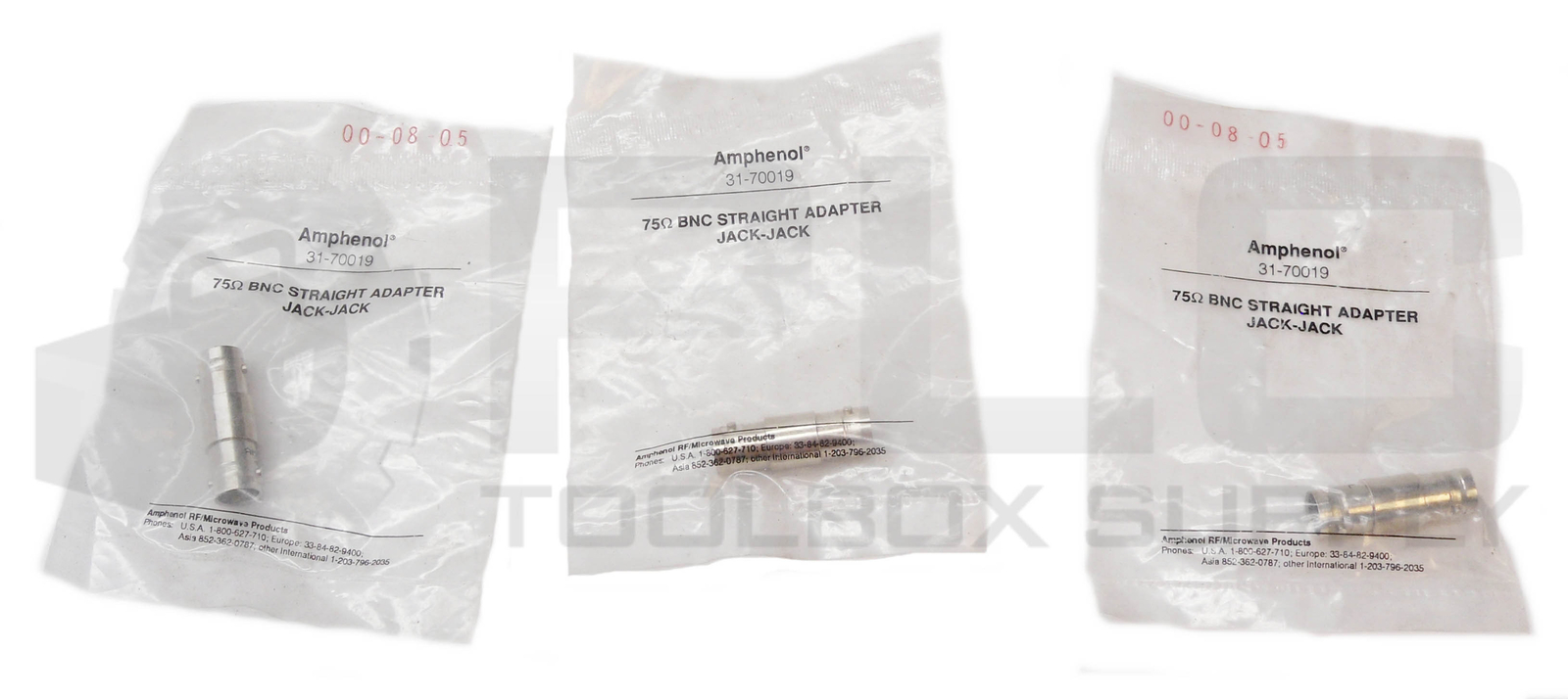 LOT OF 3 SEALED NEW AMPHENOL 31-70019 BNC STRAIGHT ADAPTER JACK-JACK ...