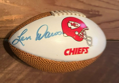 SUPERBOWL MVP LEN DAWSON AUTOGRAPHED MINI FOOTBALL 110 % GURANTEED ...