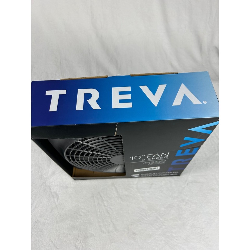 TREVA Portable Fan Battery or Adapter Powered 2 Speed 10" FD10002A New ...
