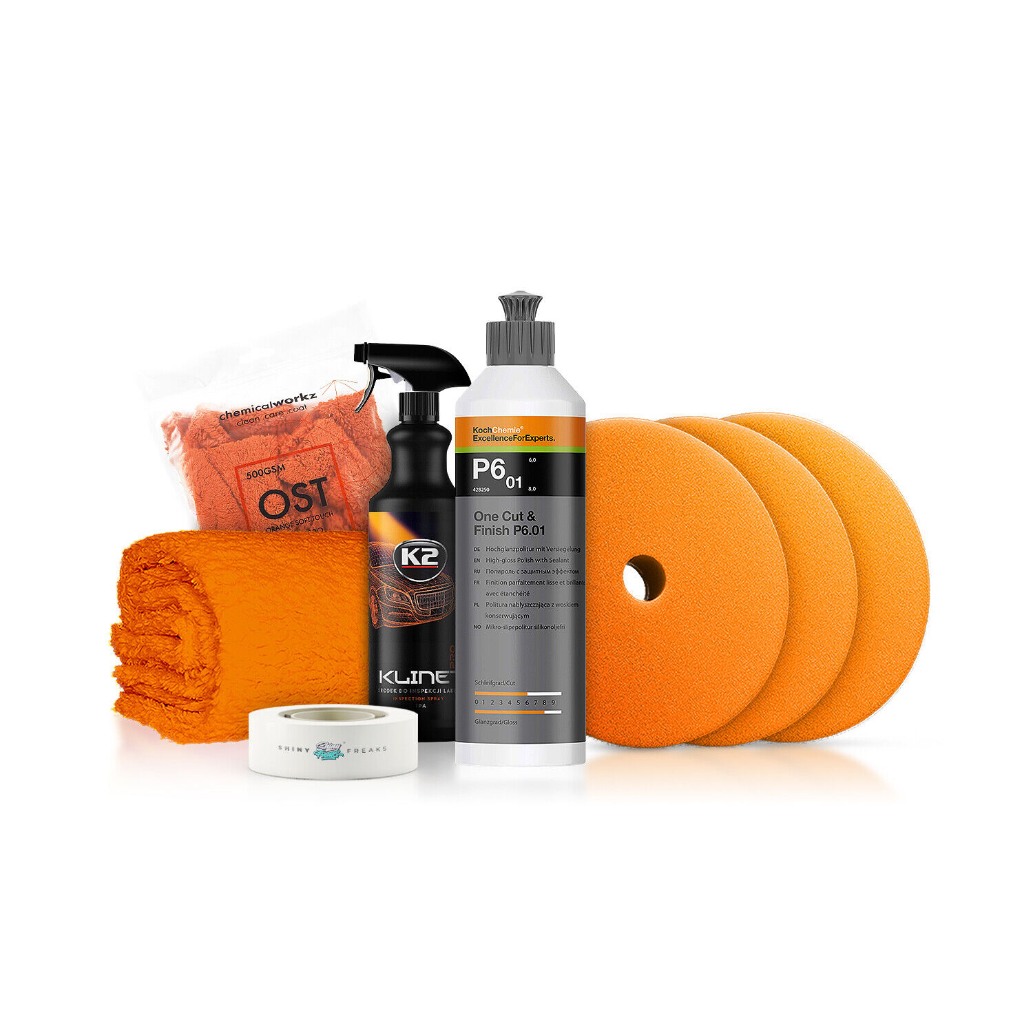 Koch Chemie Politur Set ONE STEP 3x Polierpads Mikrofaser Klebeband ...