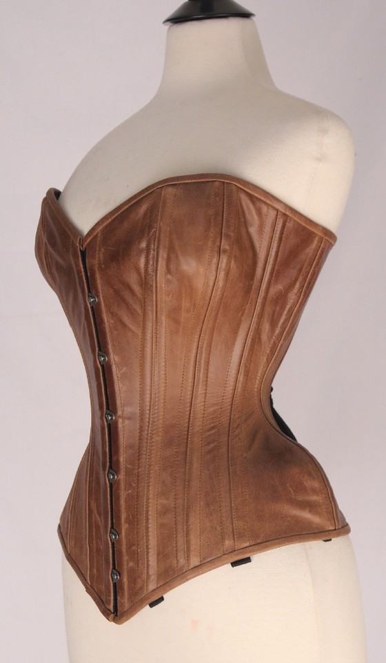 Brown Antique Real Leather Real Steel Bones Full Bust Lace up Steel ...