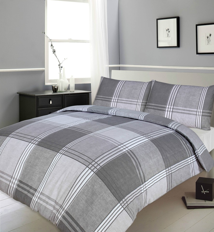 New Bedford Check Print Duvet/Quilt Cover Bedding Set - Single, Double ...