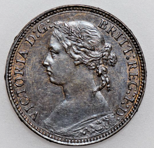 SCARCE 1876 H VICTORIA YOUNG HEAD FARTHING, HEATON MINT BRITISH BRONZE ...