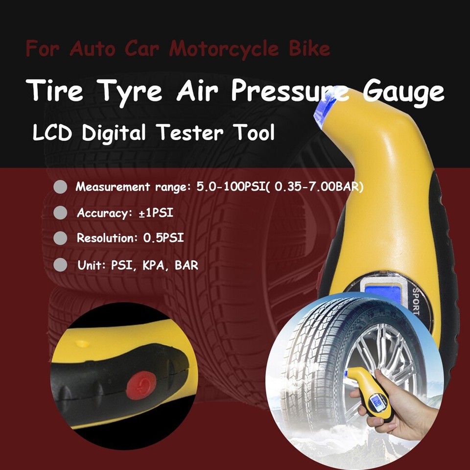 LCD Digital Tire Pressure Gauge Auto Car Truck Air PSI Meter Tester ...
