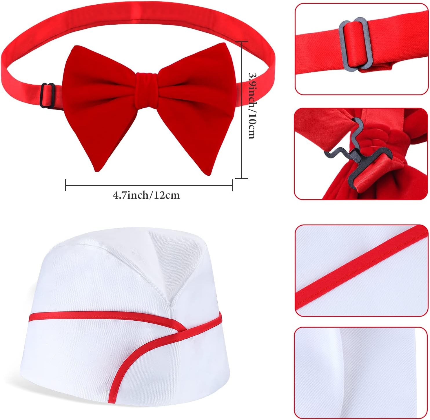 Retro Waitress Costume Kit Carhop Costume Set 3 Pieces Hat Apron Bow ...