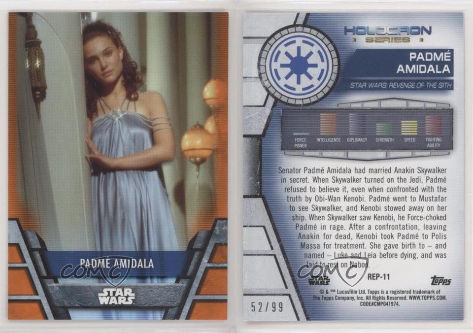 2020 Topps Star Wars Holocron Orange 52/99 Padme Amidala #REP-11 0q5 | eBay