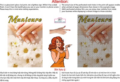 Manicure 28 Perforated Mesh See-Through Window Sign Vinyl ad Nail Salon Vertical | eBay
