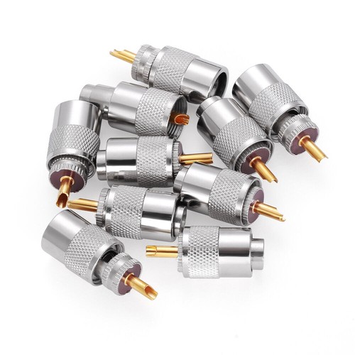 10PC PL259 UHF Silver Coax Connector Plug Male Solder Adapter w/Reducer ...