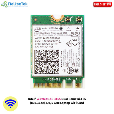 Intel® Wireless-AC 3165 Dual Band Wi-Fi 5 (802.11ac) 2.4, 5 GHz Laptop ...