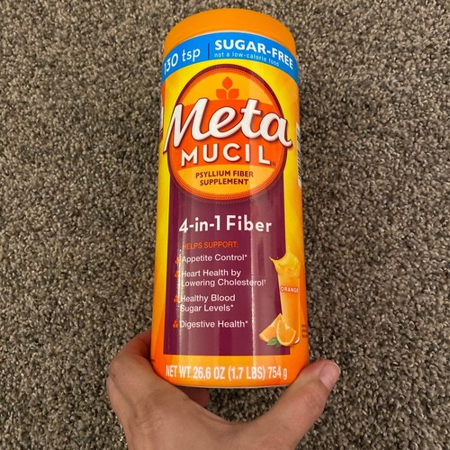 Metamucil Fiber Supplement Sugar-Free Powder, Orange 130 tsp 26.6 Oz ...