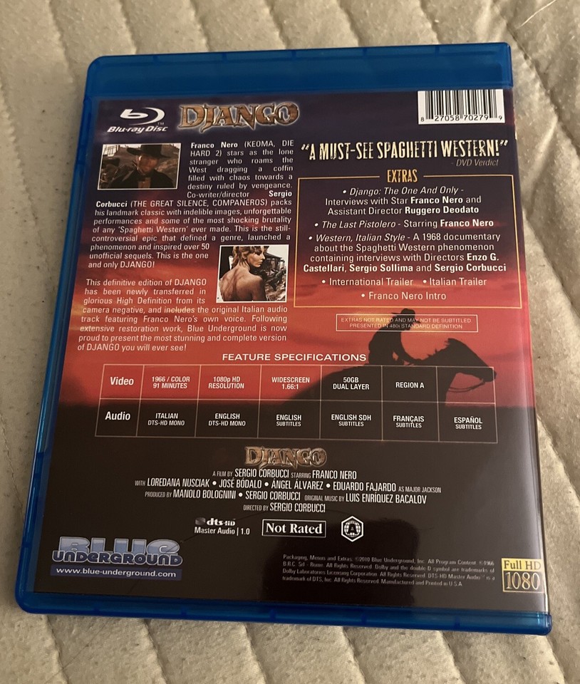 DJANGO Blu ray Blue Underground Franco Nero Spaghetti Western OOP ...
