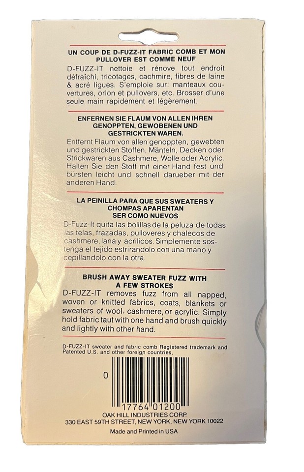 Original d-fuzz-it Vintage Sweater And Fabric Comb D Fuzz It Fuzz ...
