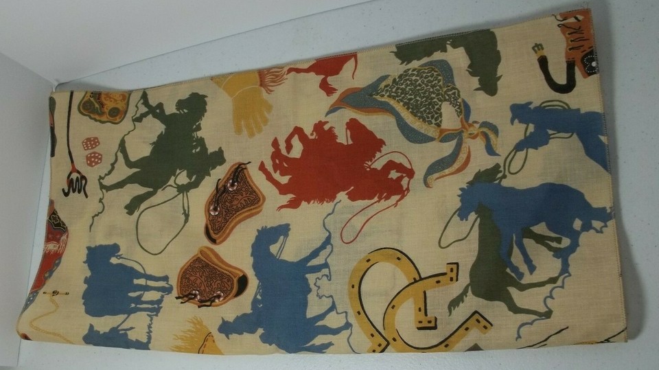 Kerchief Bandana Cowboy Western Horses Horseshoes Vintage | eBay