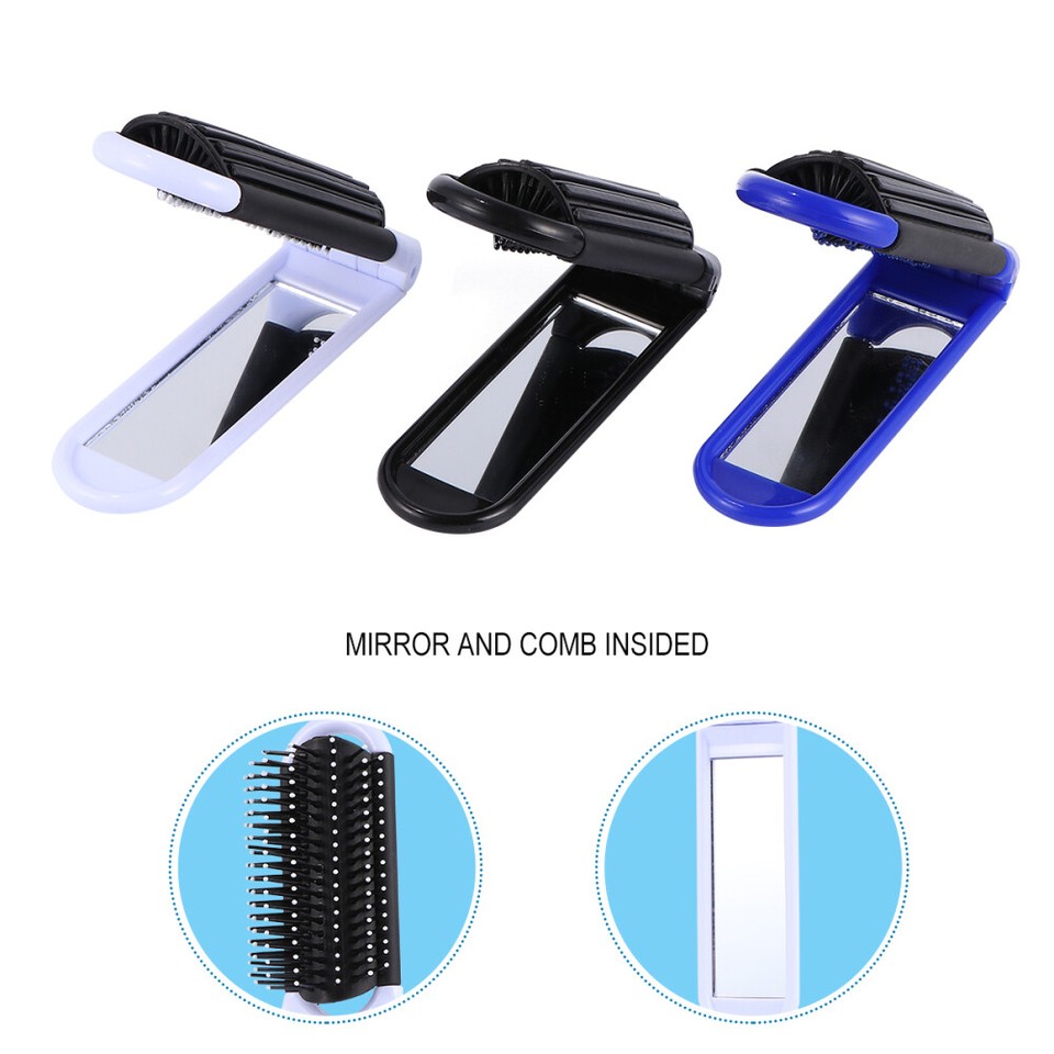 Folding Comb with Mirror 3pcs for Easy Travel Hair Grooming in Three ...