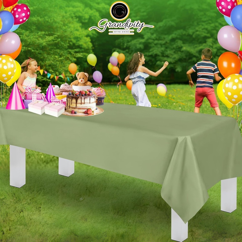 Durable Sage Plastic Table Covers - Ideal for 6-8ft Rectangle Tables, 6 ...