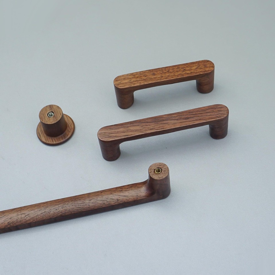 6 Pack Walnut Wood Drawer Pulls Handles Rustic Cabinet Dresser Knobs 4 ...