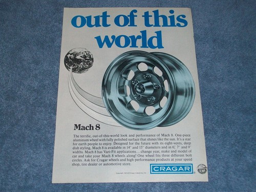 1974 Cragar Mach 8 Wheels Vintage Ad "Out of the World" | eBay