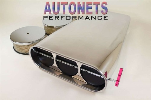 Polish Aluminum 4BBL Smooth Red Butterfly Hood Air Scoop Street Rod Bug ...