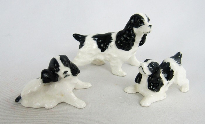 Vintage Mini Black & White Painted Porcelain English Toy Springer ...