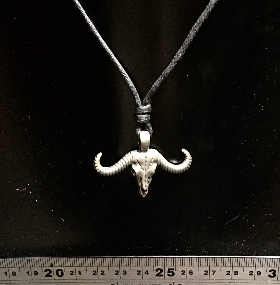 Buffalo Skull Adjustable Pewter Pendant Longhorn Animal Goth Biker ...