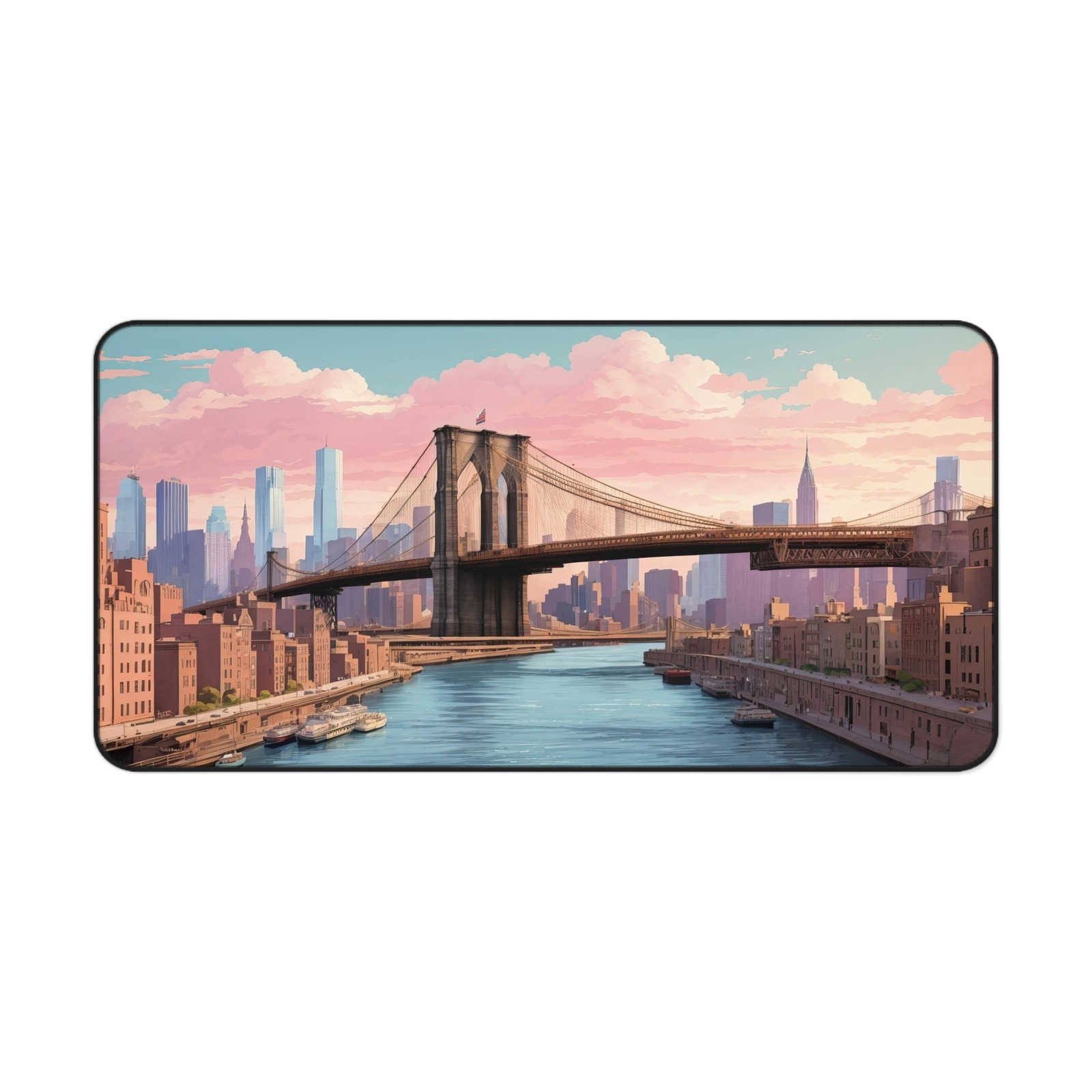New York City Brooklyn Bridge Desk Mat, New York City Skyline Gaming ...