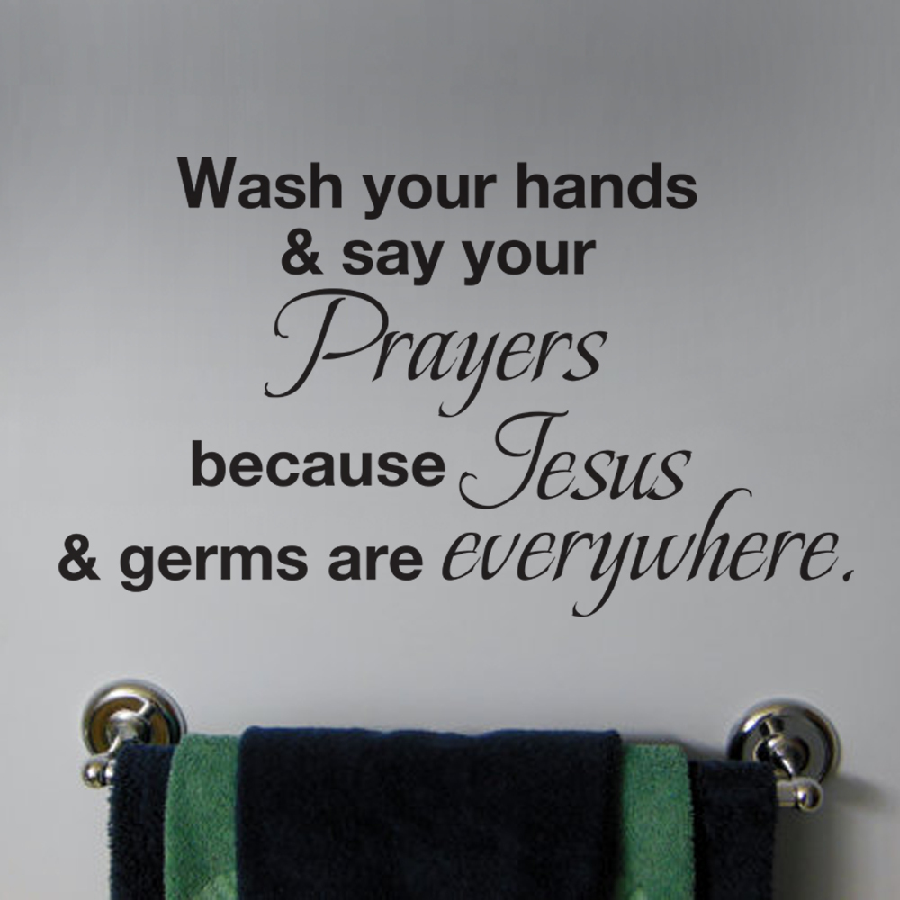 Bathroom Bible Wall Sticker Wash Your Hand Jesus Germs Removable Mural ...