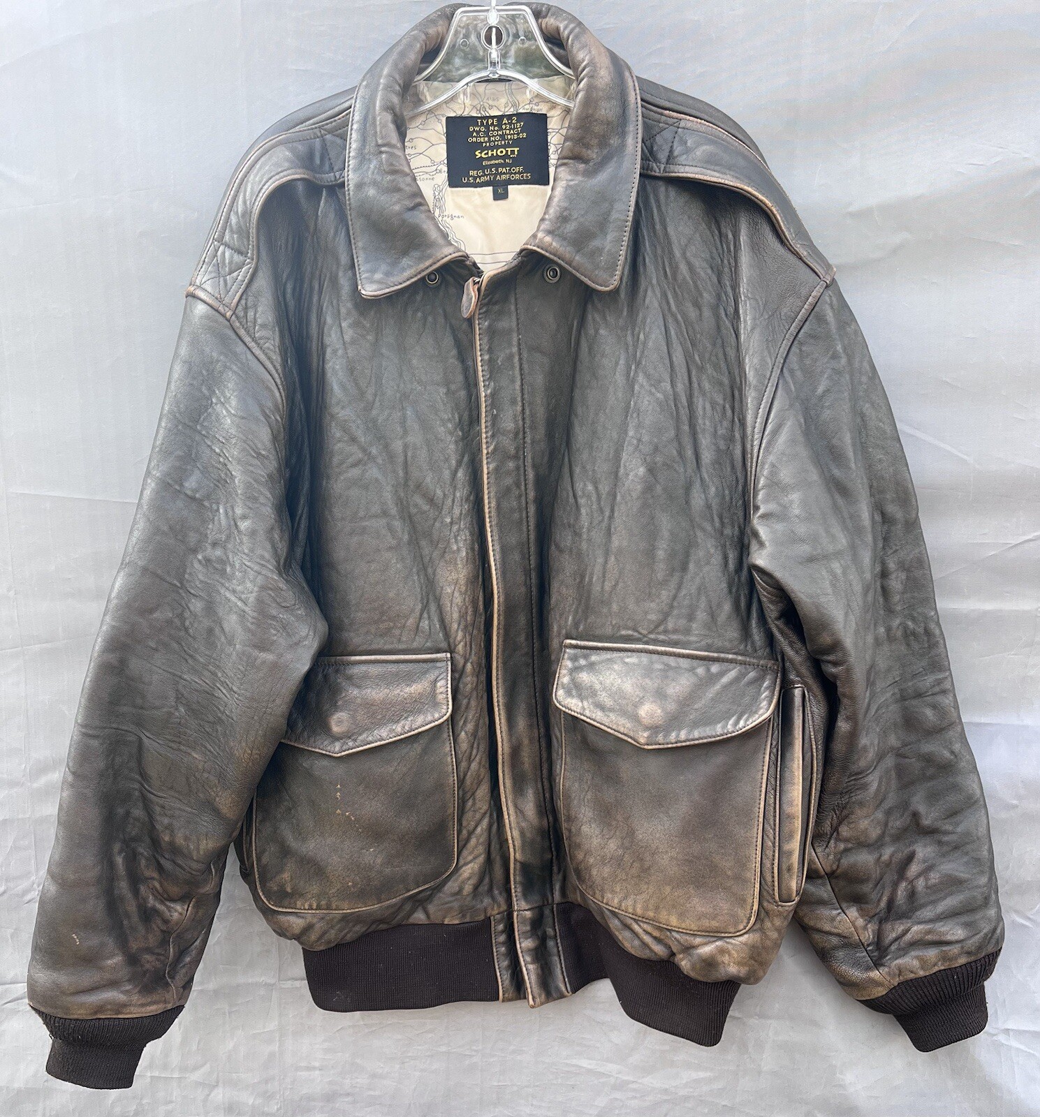 Schott Type A-2 Leather WW2 Flight Jacket With Map In… - Gem