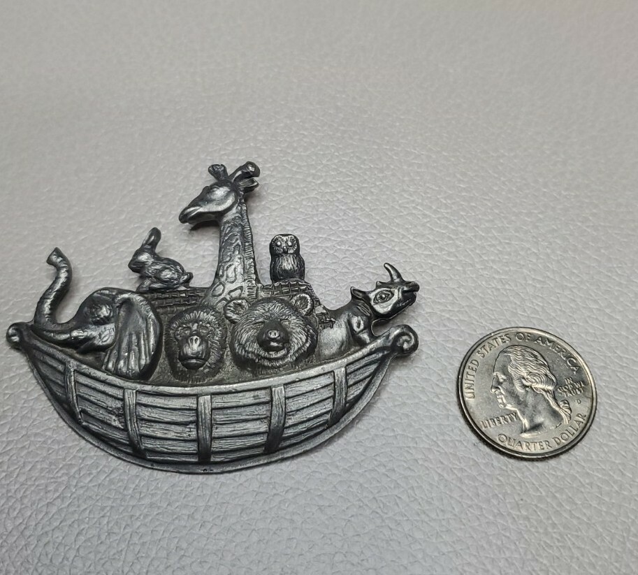 PIN ART Spoontiques Pewter Noah's Ark Noah Pin Broach… - Gem