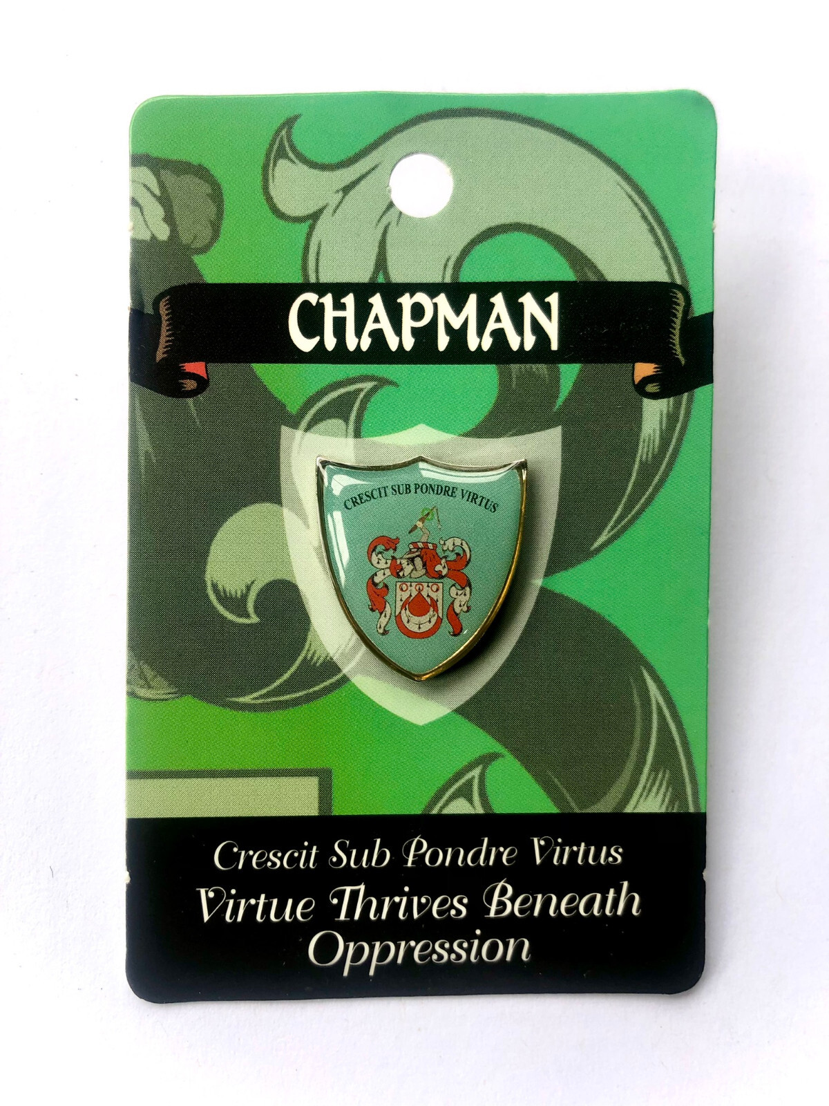 CHAPMAN Family Crest Badge - Coat of Arms Heraldic Pin Motto | eBay