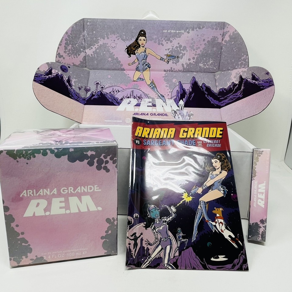ARIANA GRANDE R.E.M FAN BOX GIFT SET Rem Perfume 3.4oz, 0.3oz, Comic ...
