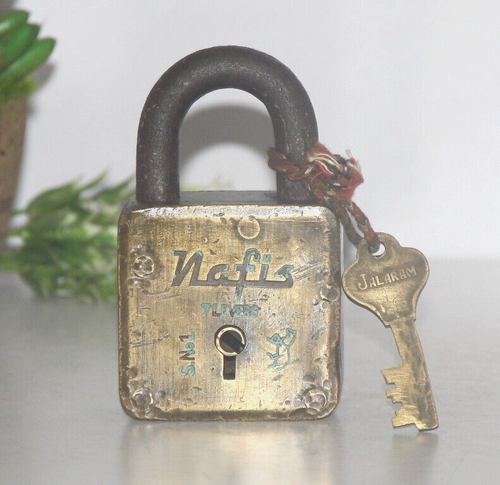 1930'S OLD BRASS UNIQUE SHAPE HANDCRAFTED PAD LOCK, NICE PATINA-5056 | eBay