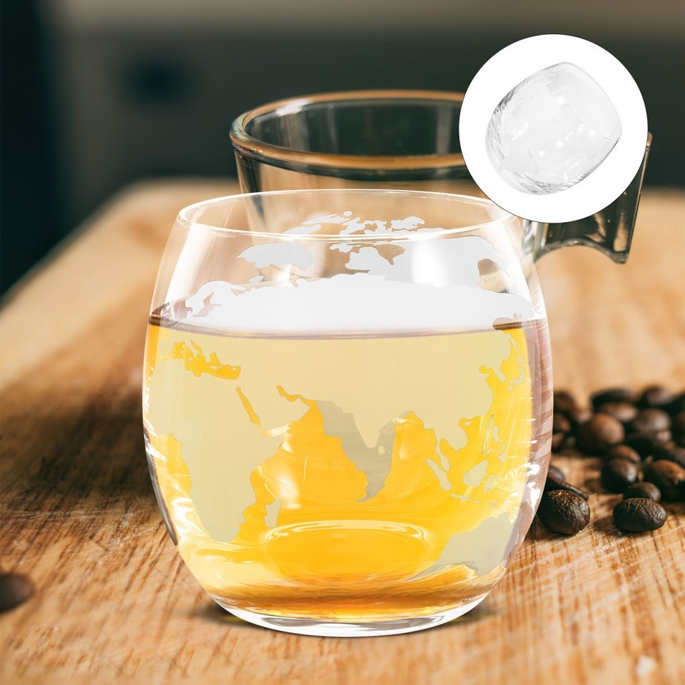 2 Pcs Glass Cups Transparent Map Printed Beverage Drinking Coffee ...