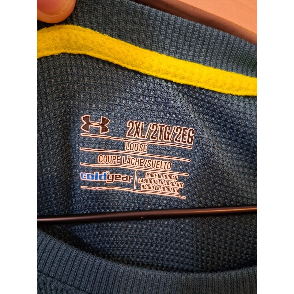 Under Armour ColdGear Long Sleeve Waffle Knit Shirt Mens 2XL Blue | eBay