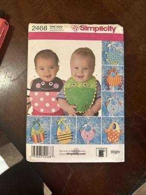 Simplicity Baby Bibs Sewing Pattern 2468 One Size Frog Crab Ladybug ...